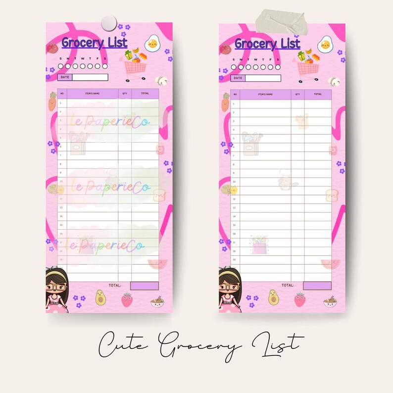 Girly Grocery List Notepad - 100 Page Shopping List - Etsy