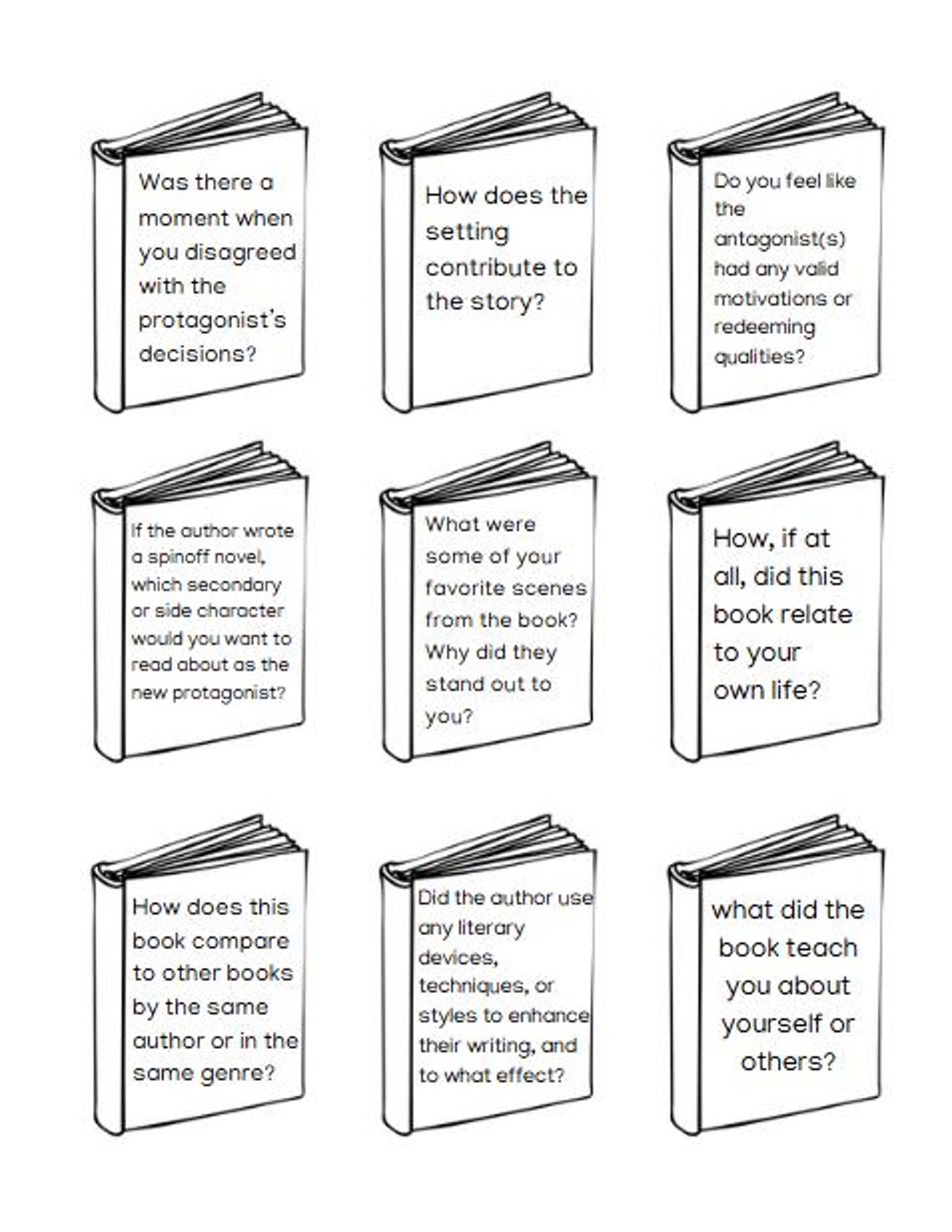 Book Club Questions Printout - Etsy