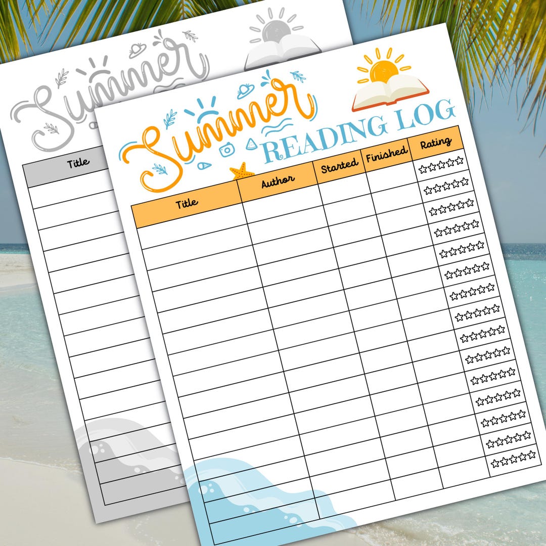 Summer Reading Log for Kids Printable Reading Tracker Digital Book Log ...