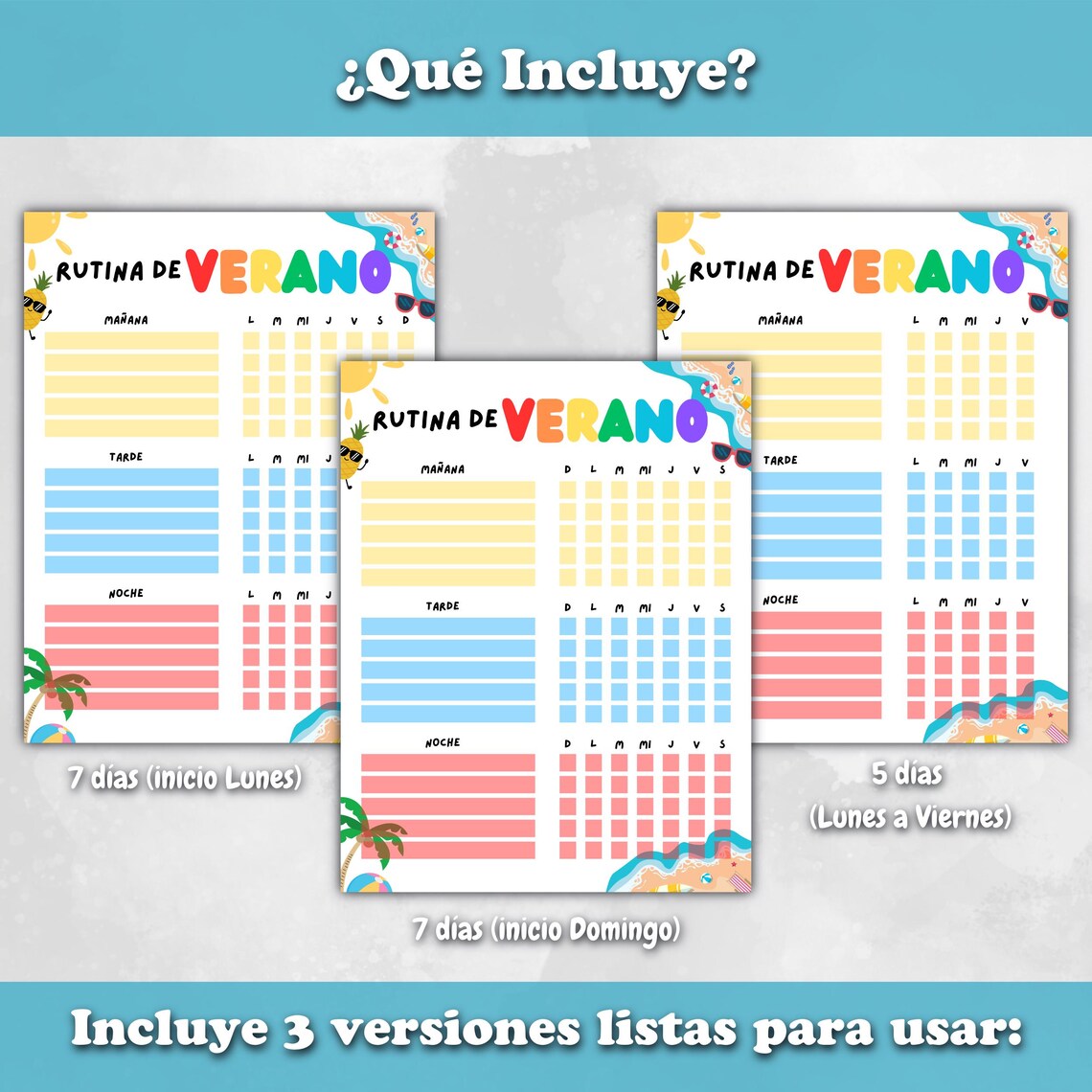 Spanish Summer Routine Chart Rutina De Verano Para Niños Imprimible ...