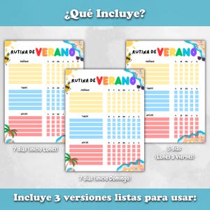 Spanish Summer Routine Chart Rutina De Verano Para Niños Imprimible ...