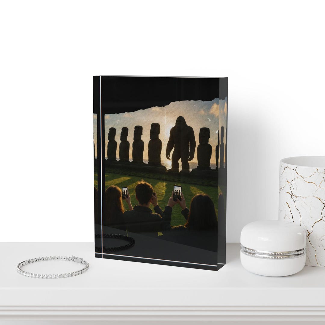 Moai X Bigfoot Acrylic Photo Block: Cryptid Silhouette Home Decor - Etsy