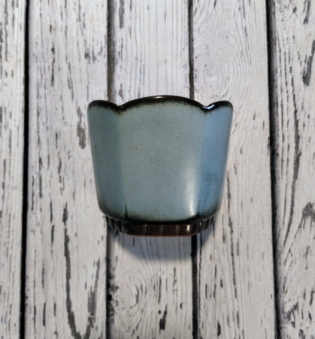 Vintage Frankoma 37 Scalloped Planter - Blue/gray - Flower Pot ...