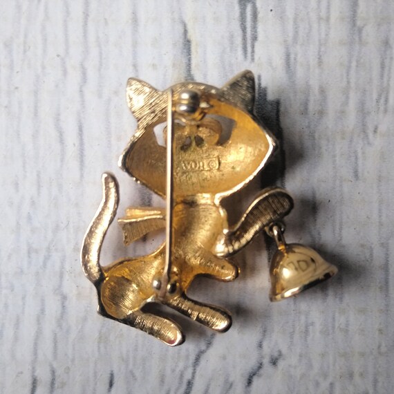 Vintage Avon Frisky Kitty Pin - Gold Cat Brooch with … - Gem