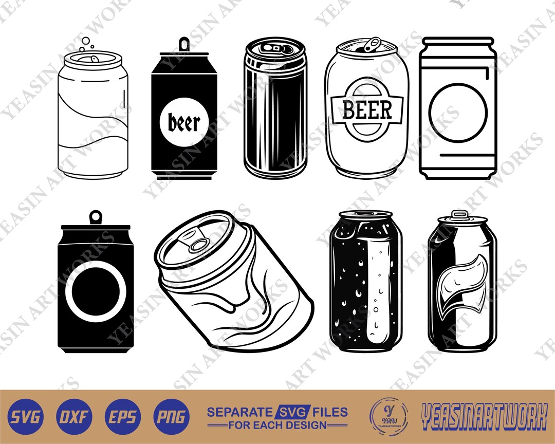 Beer Can SVG, Beer Can Vector, Silhouette, Cricut File, Clipart ...
