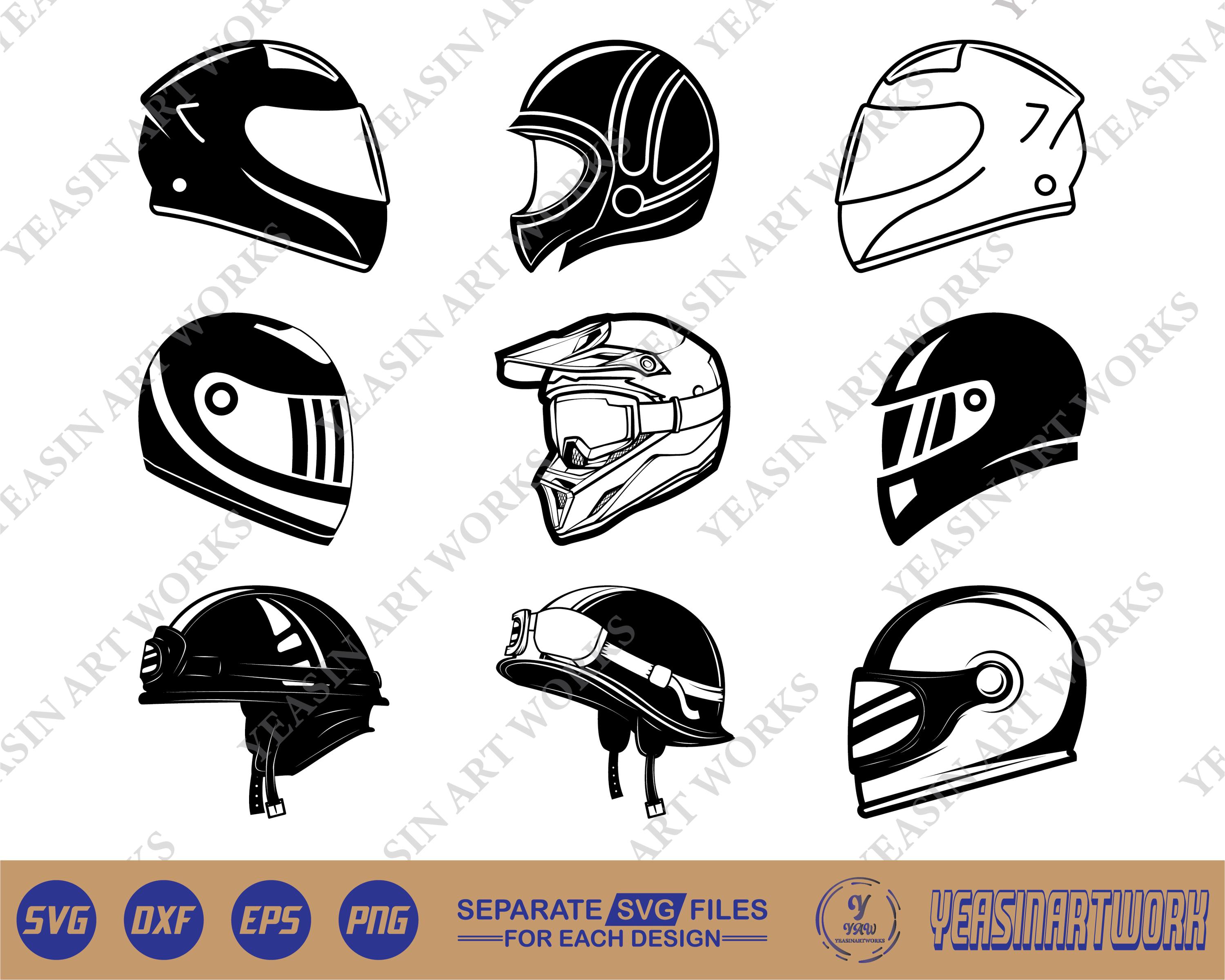 Motorcycle Helmet SVG, Motorcycle Helmet Vector, Silhouette, Cricut ...
