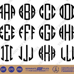 Circle Monogram Letters SVG | Round Letter Cut Files | Cricut Alphabet ...