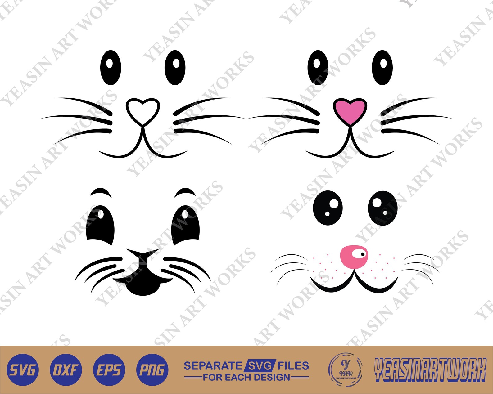 Bunny Face SVG, Bunny Face Vector, Easter Bunny SVG, Silhouette, Cricut ...