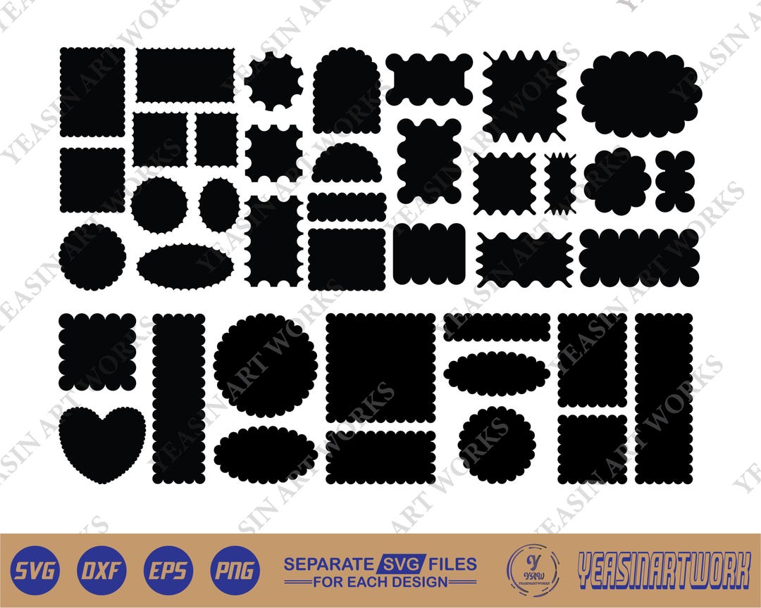 Scalloped Tag SVG Bundle: Label Shapes, Cutting Files (digital Download ...