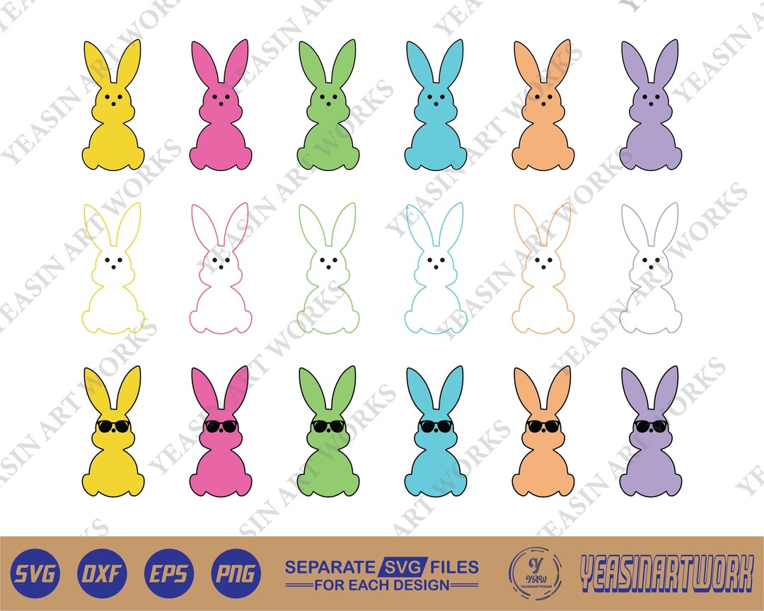 Easter Bunny Peeps SVG, Easter Bunny Peeps Vector, Silhouette, Cricut ...