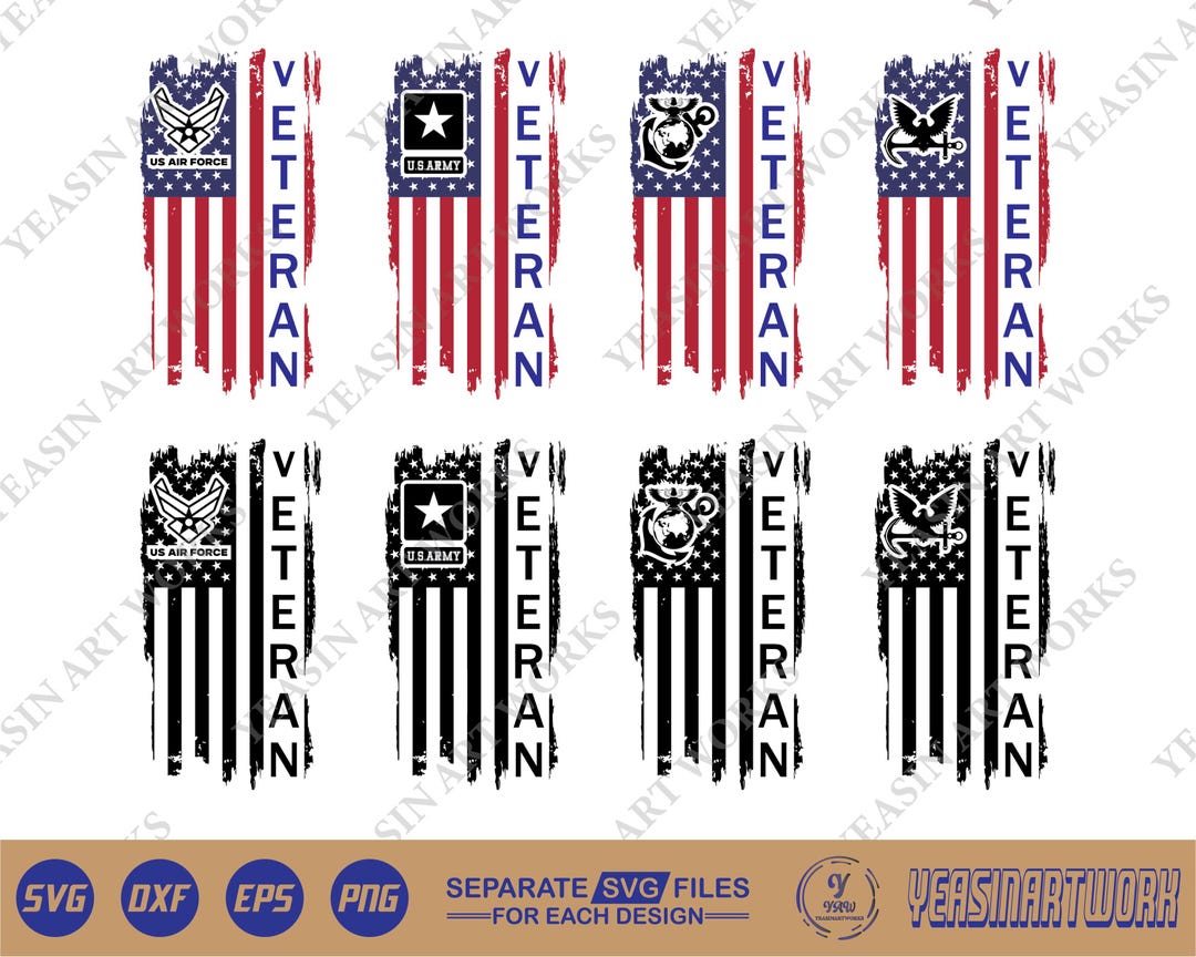US Flag Military Veteran Distressed Flag SVG, Vector, Silhouette ...