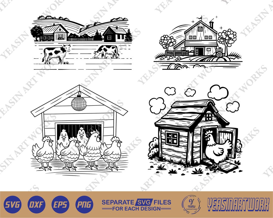 Animal Farm SVG, Animal Farm Vector, Silhouette, Cricut File, Clipart ...