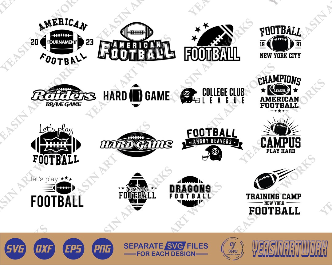 Football Team Logo SVG Bundle | Sports Badge Clipart (png, Dxf, Eps ...