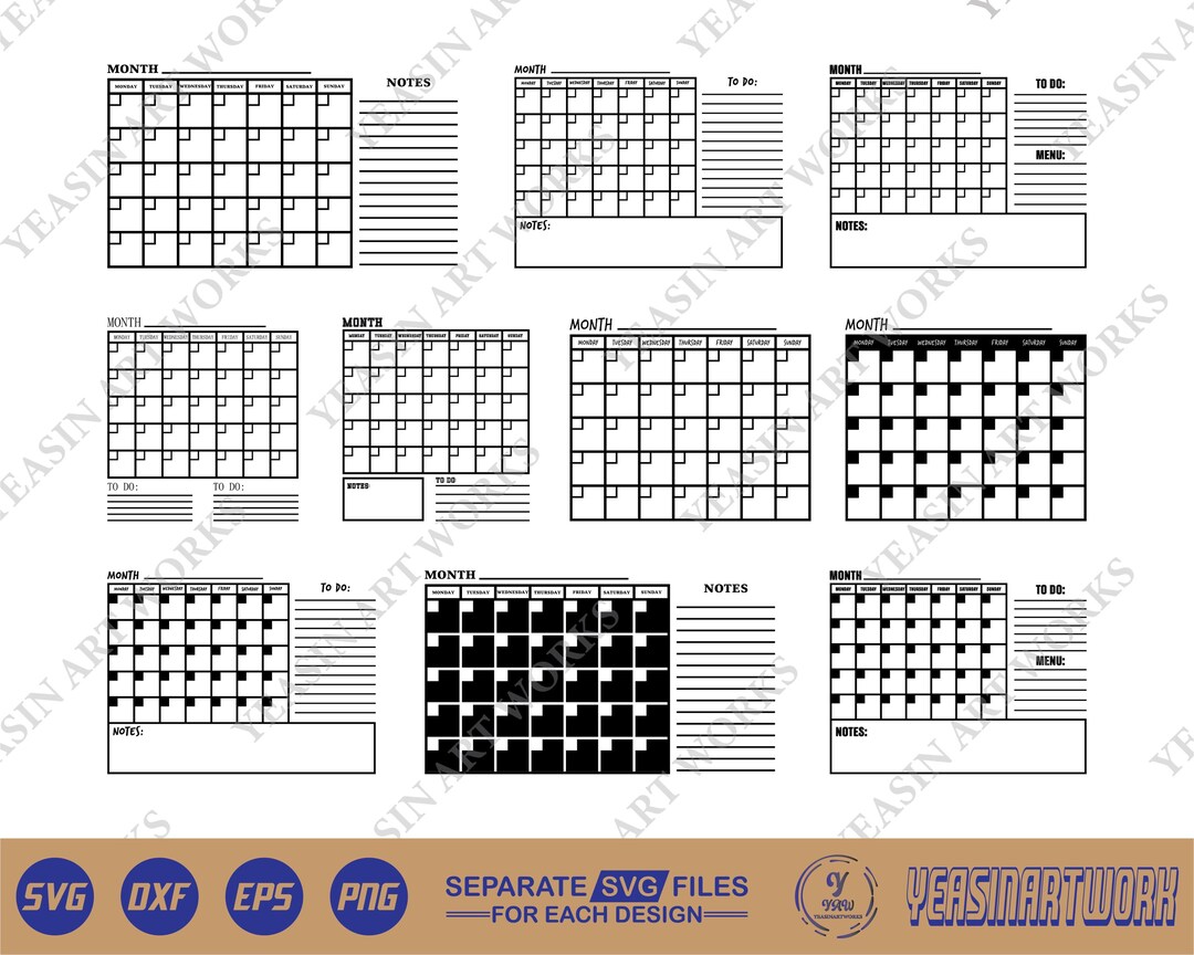 Calendar SVG, Calendar Vector, Silhouette, Cricut File, Clipart ...