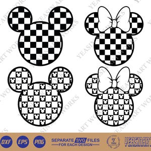 Checkered Mickey SVG, Checkered Mickey Vector, Checkered Minnie ...