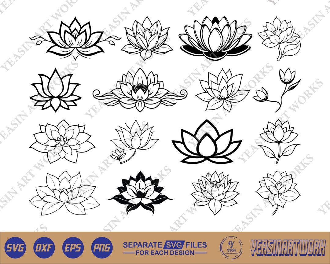 Lotus SVG, Lotus Vector, Lotus Flower SVG, Lotus Flower PNG, Silhouette ...