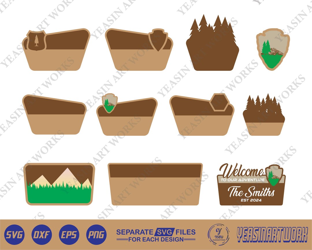 Customizable National Park Sign SVG Vector Bundle (digital Download ...