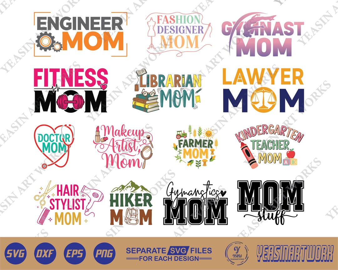 Mom Profession SVG Bundle | Doctor, Teacher, Engineer (digital Files ...