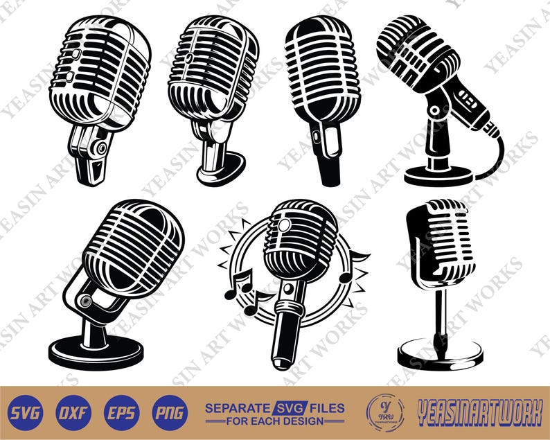 Microphone SVG, Microphone Vector, Silhouette, Cricut File, Clipart ...
