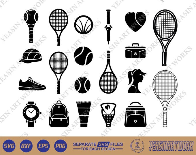 Tennis Racket SVG, Racket PNG, Racket Dxf, Racket Clipart, Tennis ...