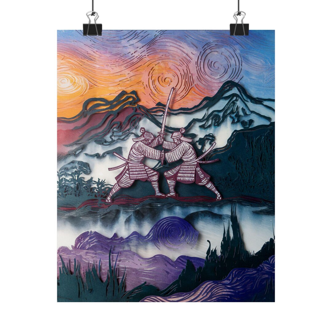 Clash at Dawn Samurai Duel Wall Art Vertical Poster, Wall Art, Decor ...