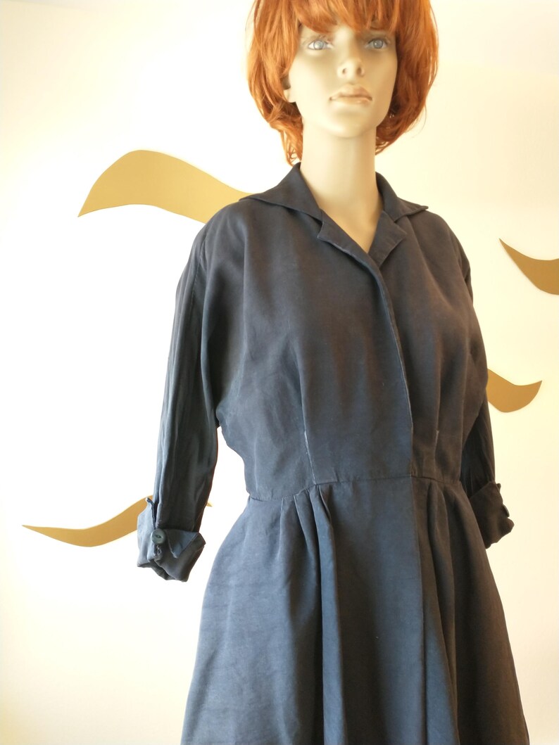 1950s Navy Work Dress With Dolman Sleeves and Pockets - Etsy