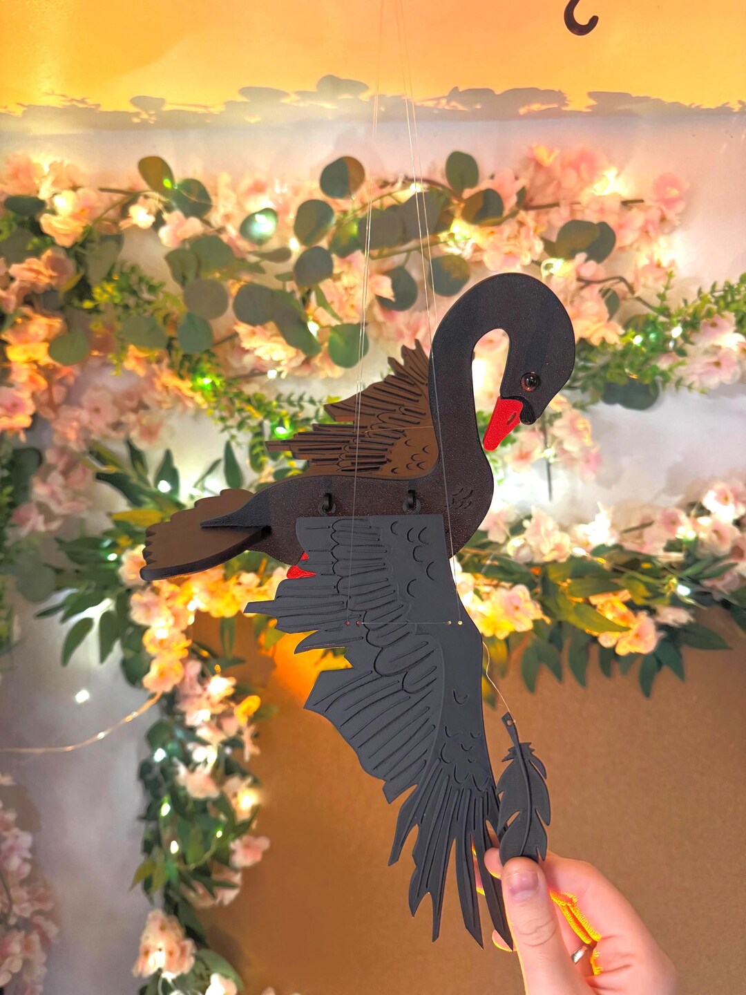 Flying Black Swan – Floating Hanging Mobile - Etsy