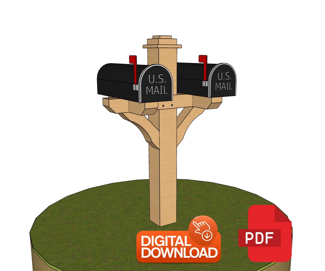 Modern Wooden Mailbox Post Plan Instructions- Mid Century Mailbox Post ...