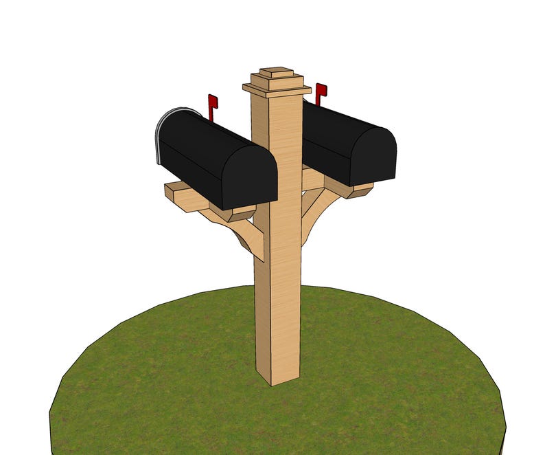 Modern Wooden Mailbox Post Plan Instructions- Mid Century Mailbox Post ...