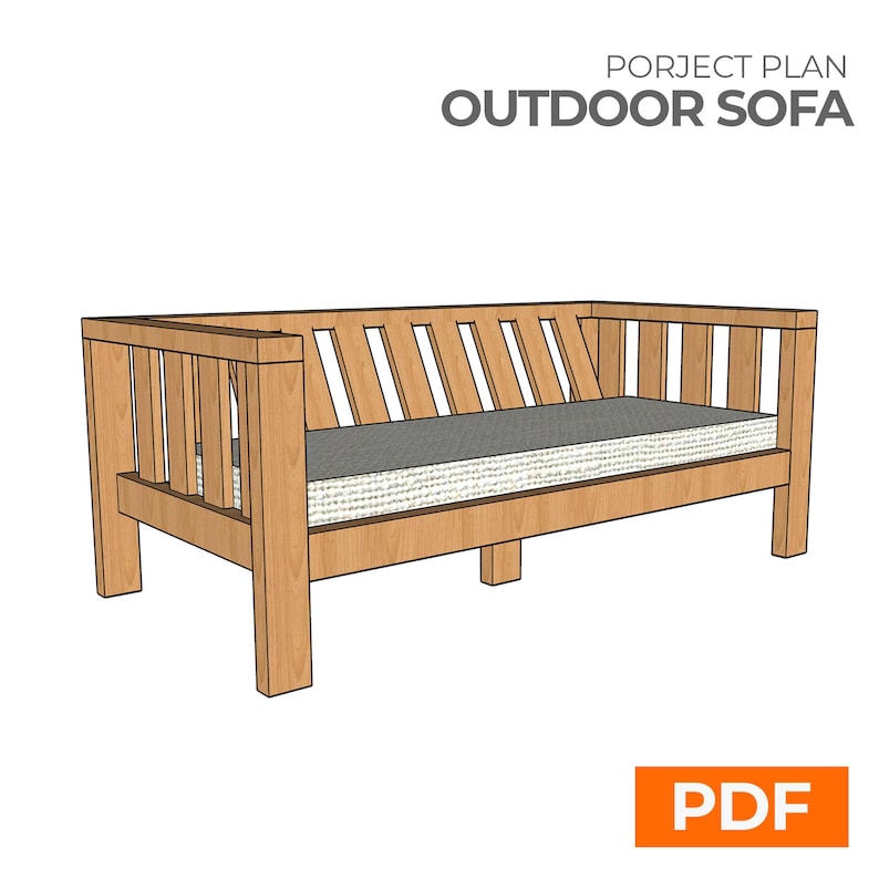 DIY Wooden Outdoor Sofa Build Plan, Digital Woodworking Plans, Outdoor Sofa Build Plans ...