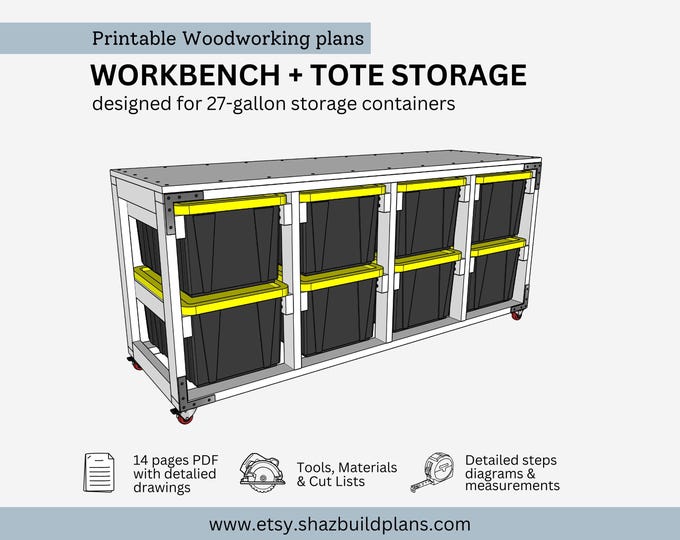 Workbench Plans With Tote Storage – Easy to Build - Step by Step Plans ...