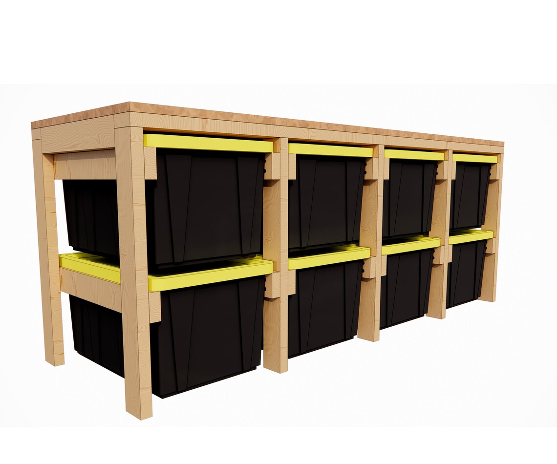 27 Gallon Tote Storage Workbench Build Plan| 8 UNIT DIY Tote Storage ...