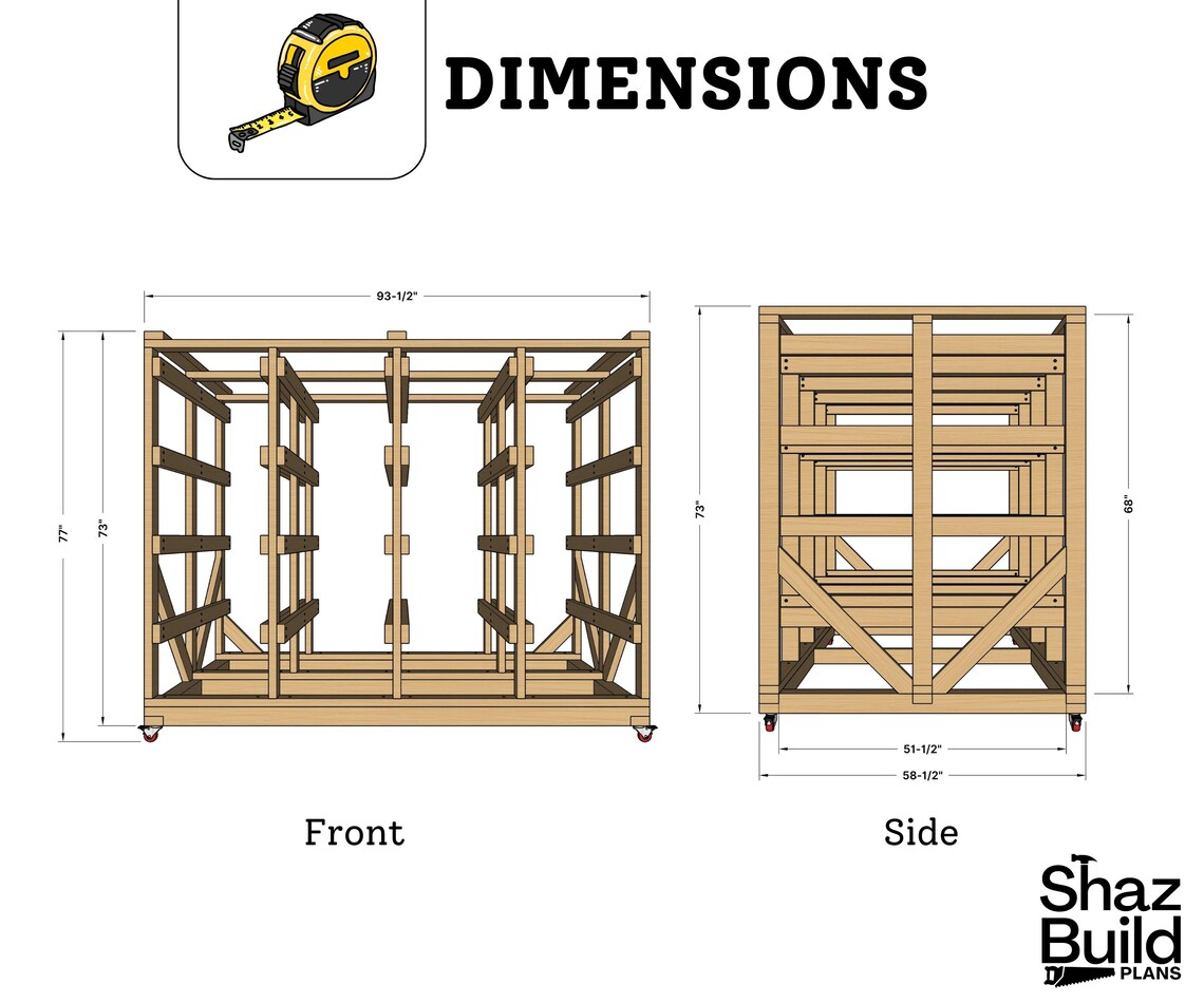 DIY Rolling Tote Storage Rack Plans: Mobile 32-unit System (digital PDF ...