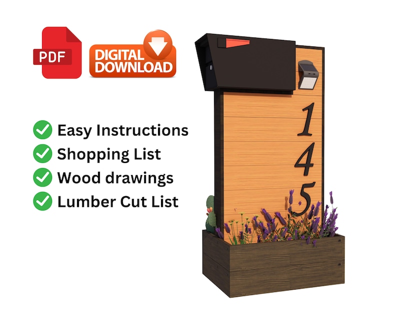 Modern Mid Century Mailbox Instructions- DIY Build Plan- Wood Mail Box ...