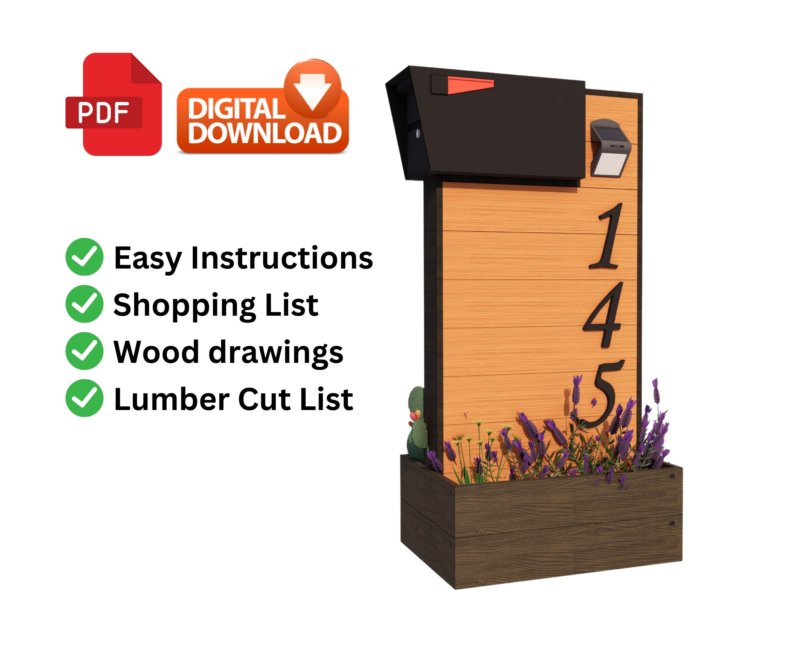 Modern Mid Century Mailbox Instructions- DIY Build Plan- Wood Mail Box ...