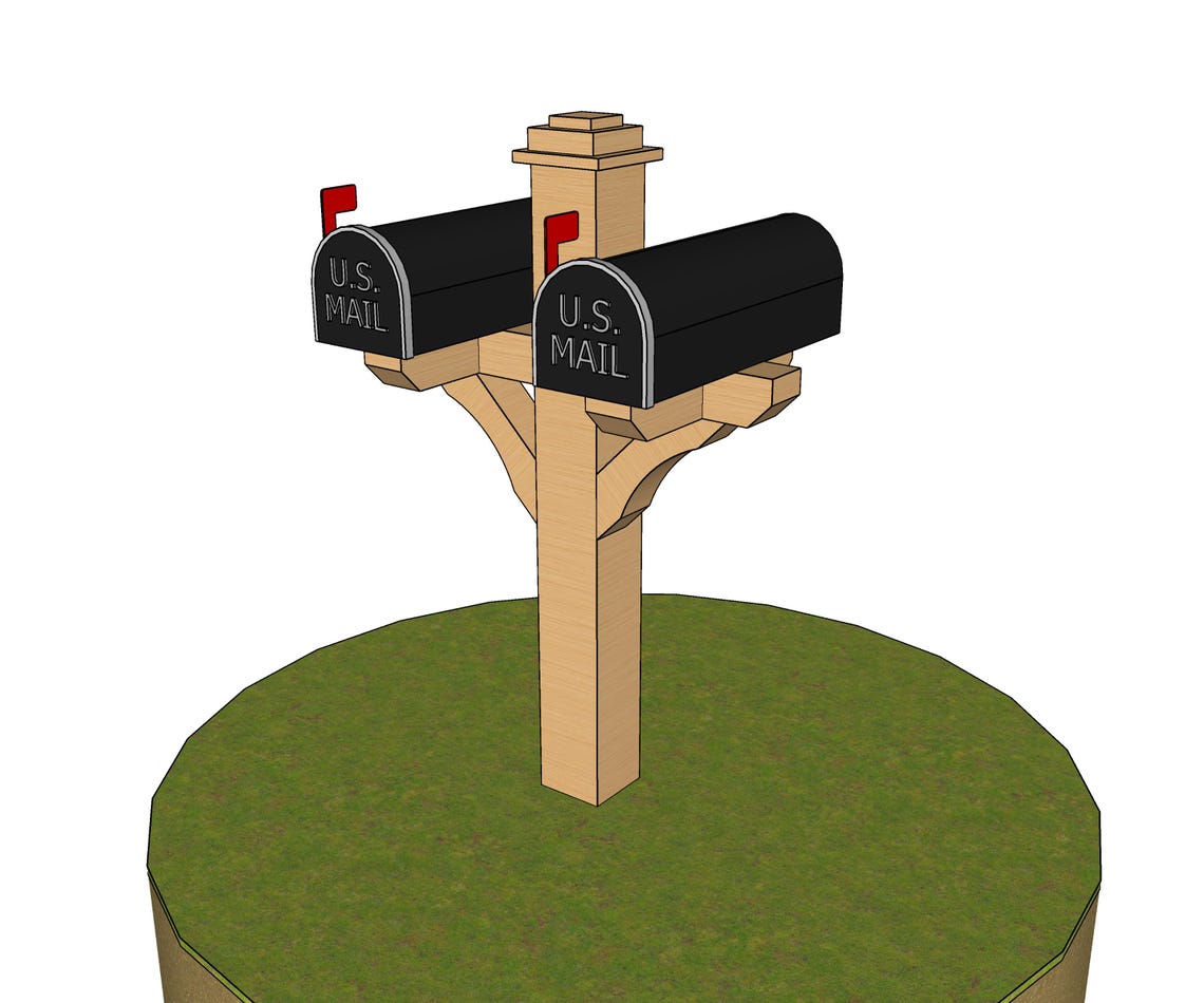 Modern Wooden Mailbox Post Plan Instructions- Mid Century Mailbox Post ...