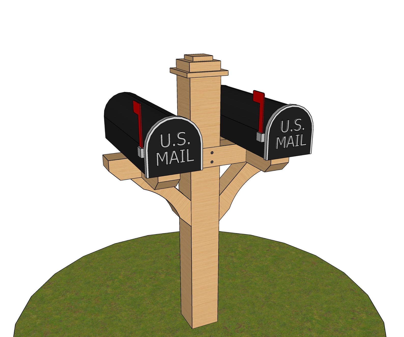 Modern Wooden Mailbox Post Plan Instructions- Mid Century Mailbox Post ...