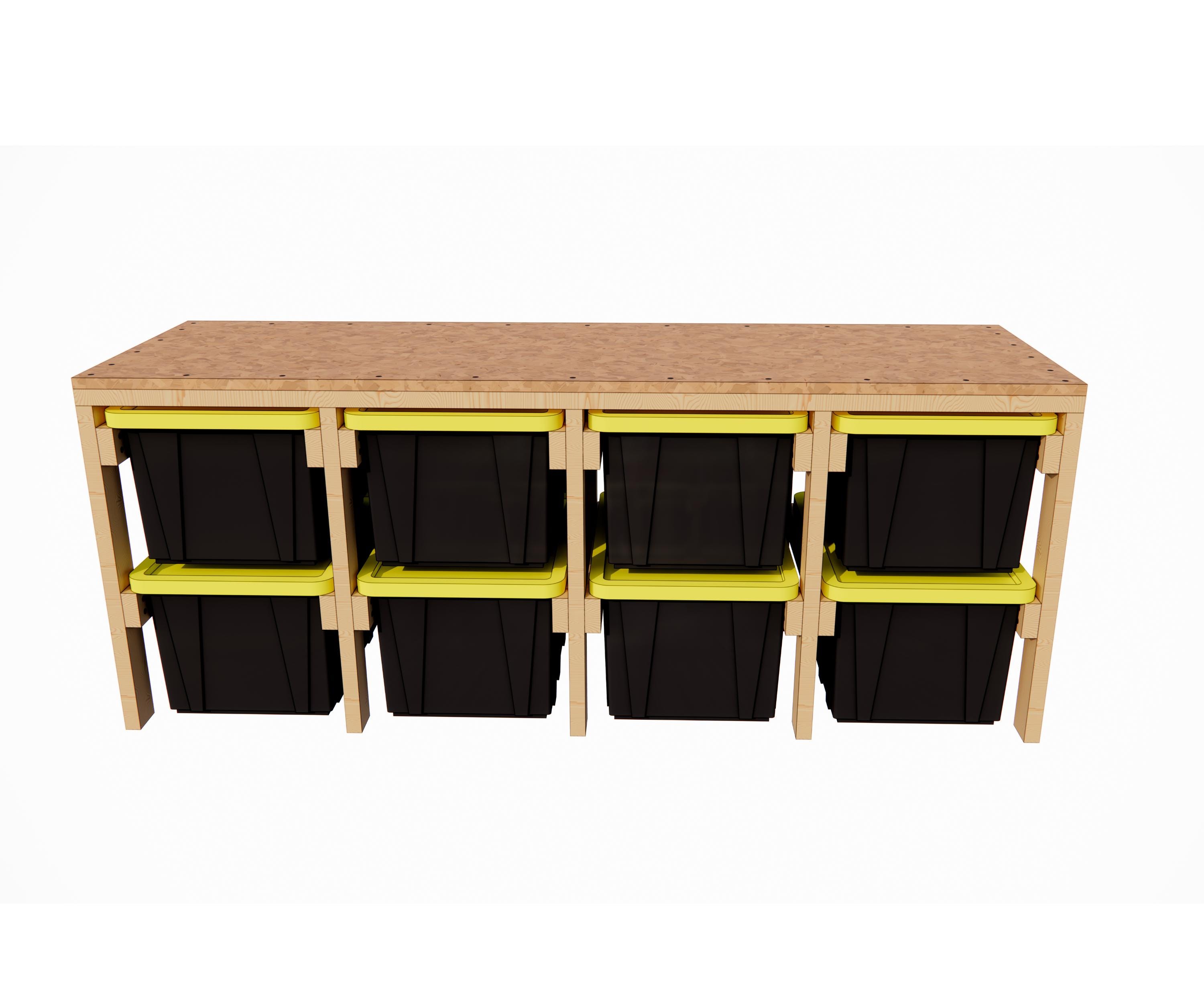 27 Gallon Tote Storage Workbench Build Plan| 8 UNIT DIY Tote Storage ...