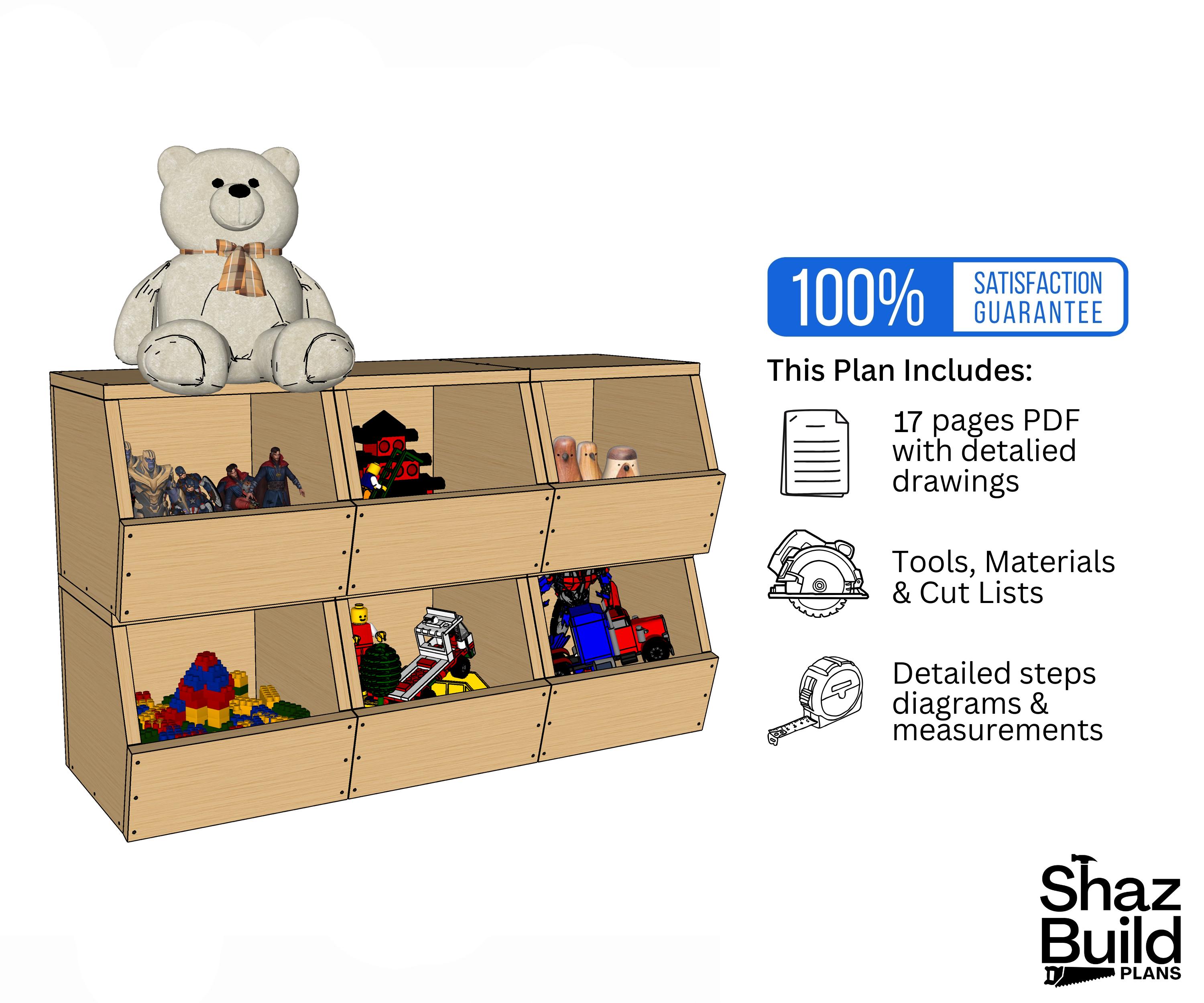 DIY Stackable Wooden Storage Bin Plan: Toy & Pantry Organizer (PDF ...