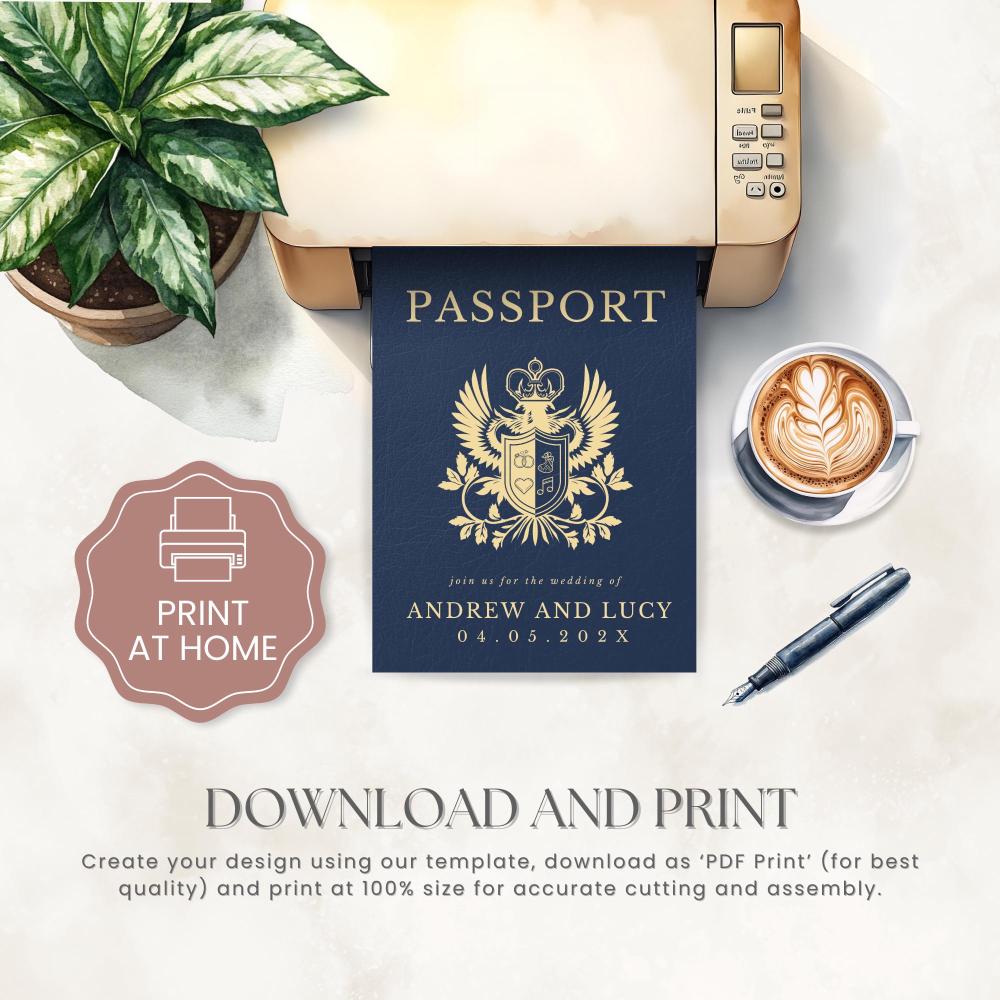 Passport Wedding Invitation Template | Editable Canva Boarding Pass ...
