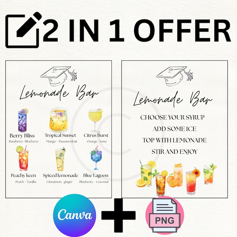 Graduation Party Lemonade Bar Sign Printable Template 2025 Customizable ...