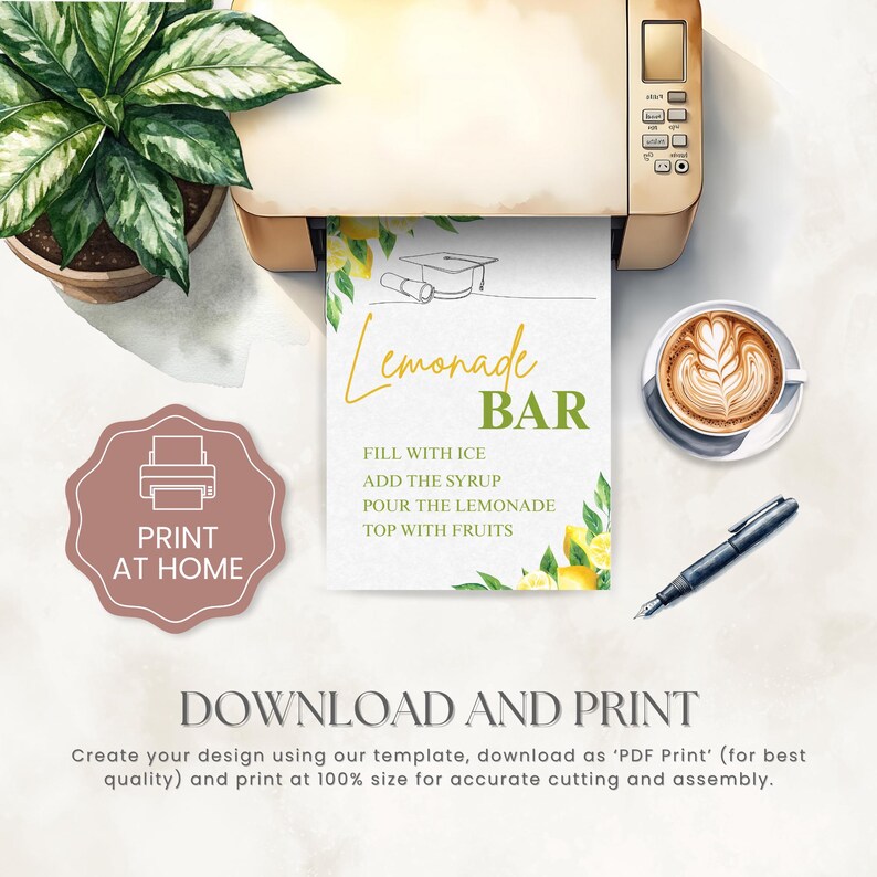 Graduation Party Lemonade Bar Menu Printable PNG, Customized Drink Sign ...