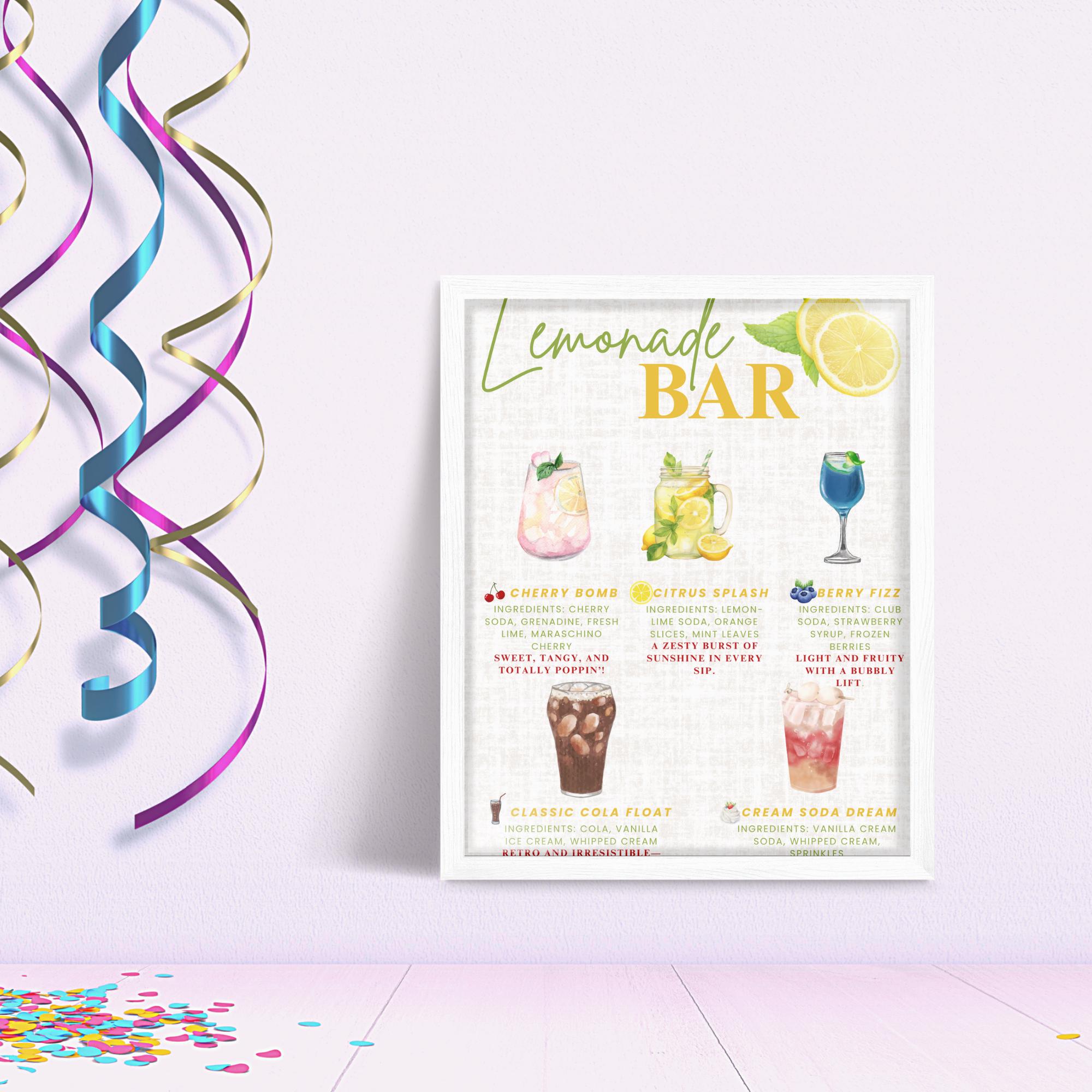 Graduation Party Lemonade Bar Menu Printable Sign, Custom Class of 2025 ...