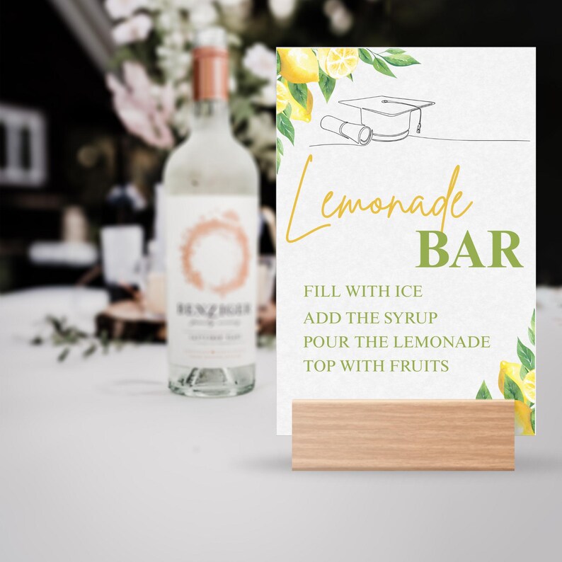 Graduation Party Lemonade Bar Menu Printable PNG, Customized Drink Sign ...