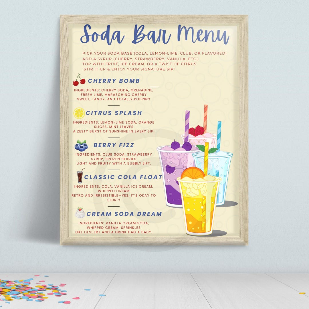 Editable Soda Bar Menu Template: Graduation Party Decor (digital ...
