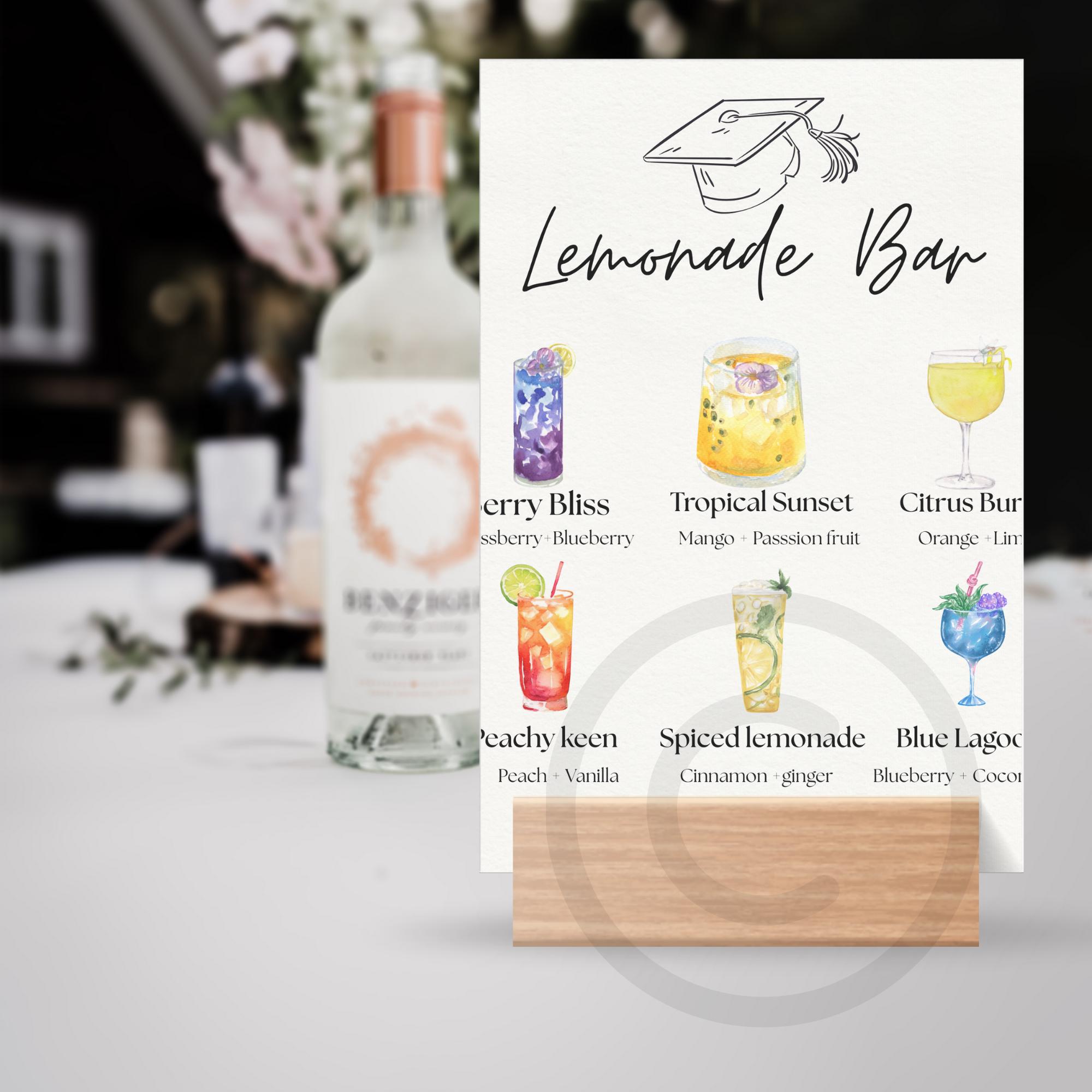 Graduation Party Lemonade Bar Sign Printable Template 2025 Customizable ...