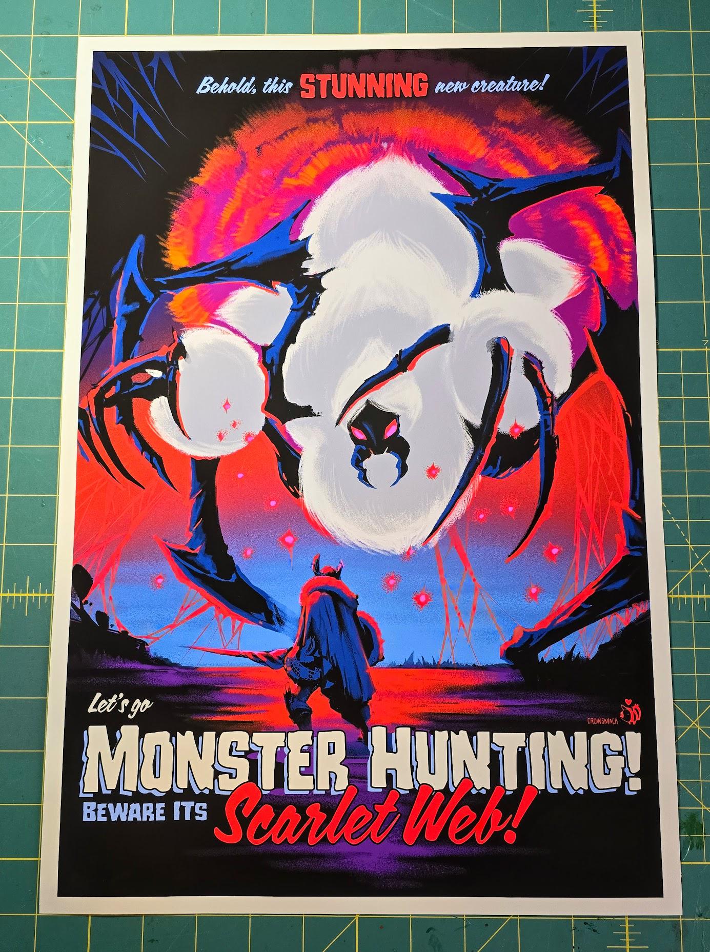 Monster Hunting Poster, Scarlet Web Gaming Art, Video Game Print, Dorm ...