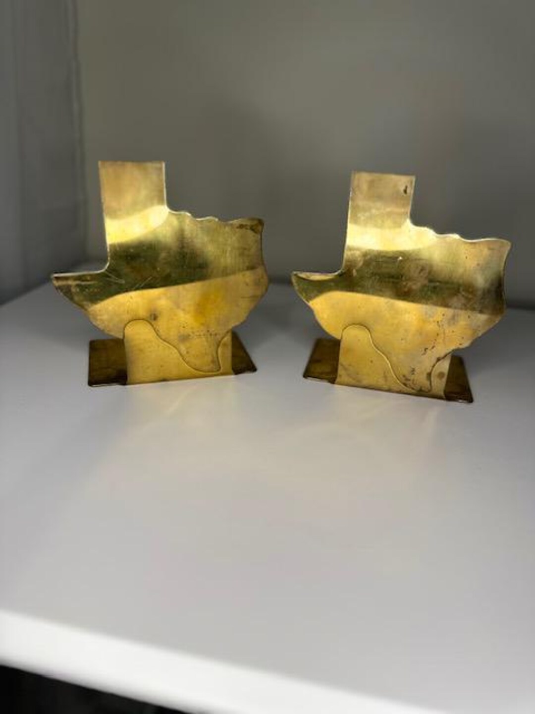 Vintage Solid Brass Texas Bookends - Etsy