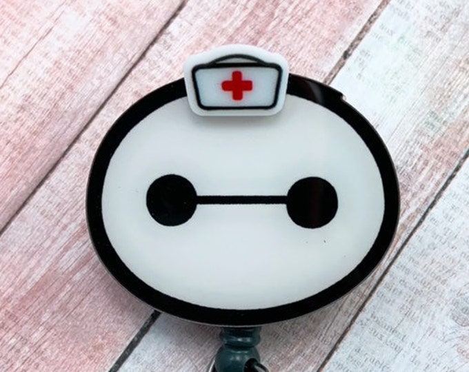 Baymax Big Hero 6 Disney Pixar Bling Medical Doctor Badge Reel ...