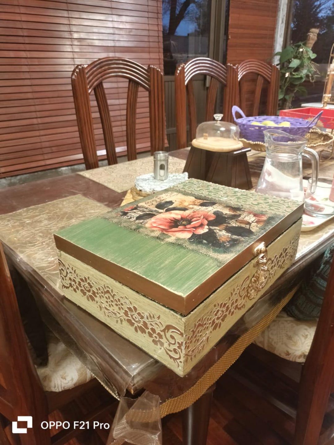 Handmade Cutlery Box | Reclaimed Wood Box | Hand Painted | Centre Piece ...